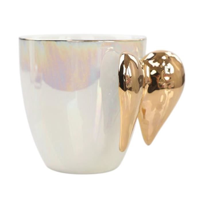 Gold-Plated Handle Angel Wings Coffee Cup White Ceramic Cup Gift ...
