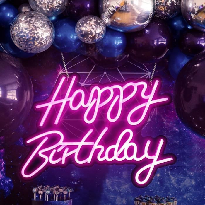 Happy Birthday Néon Signe Néon Décoration Murale pour la Maison Chambre ...