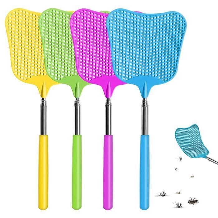 JIASHA Mouches Télescopique,4 Pièces Tapette Mouche Plastique,Tapette à ...