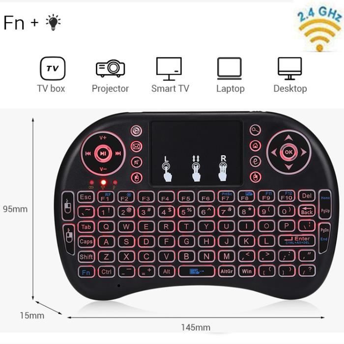 Wireless Keyboard 2.4GHz Mini Clavier Sans Fil rétro-éclairage avec ...