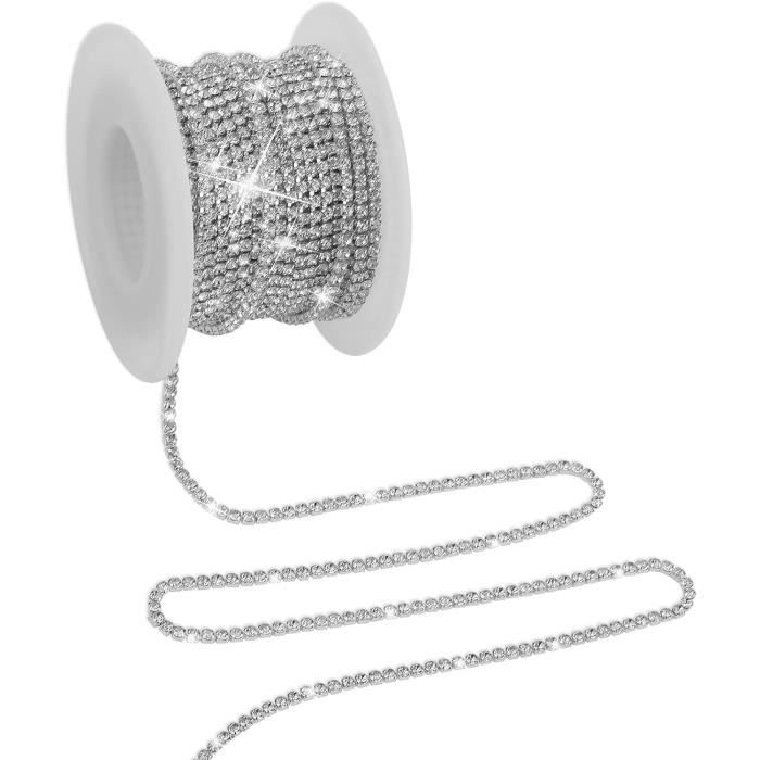 Argent Strass Ruban 10 Mètres 2Mm Brillant Strass Décoration Ruban Pour ...
