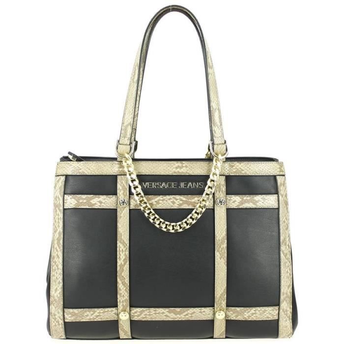 Sac VERSACE JEANS beige rosé python et chaîne - Achat / Vente sac à ...