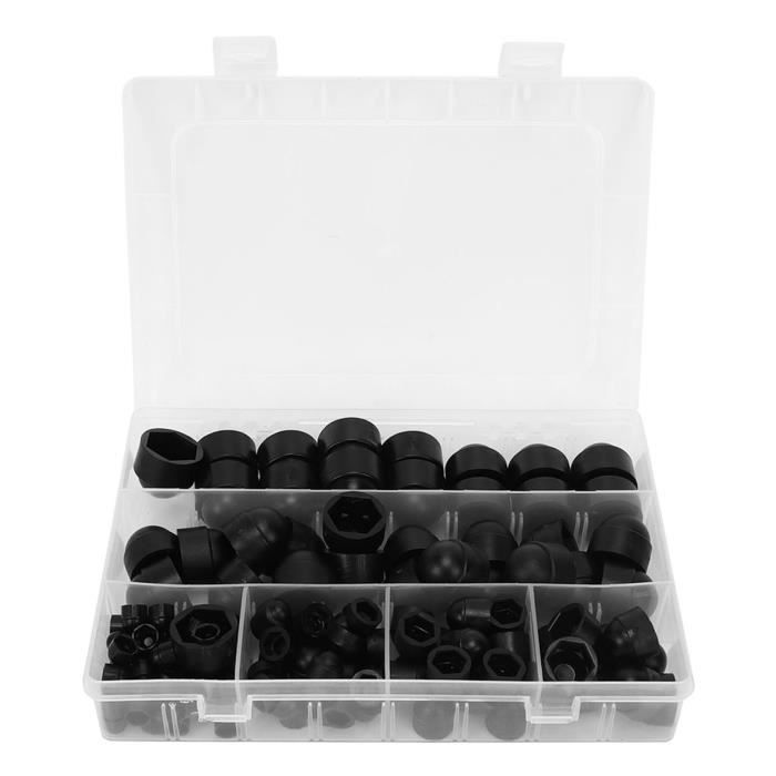 145pcs Vis Hexagonales Capuchon d'Écrou en Caoutchouc Noir Attache de ...