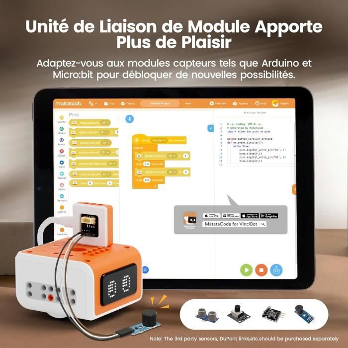 Inventor Kit Pour Vincibot, 5 Modules Électroniques, Unité De Liaison De Module Pour Micro:Bit ...