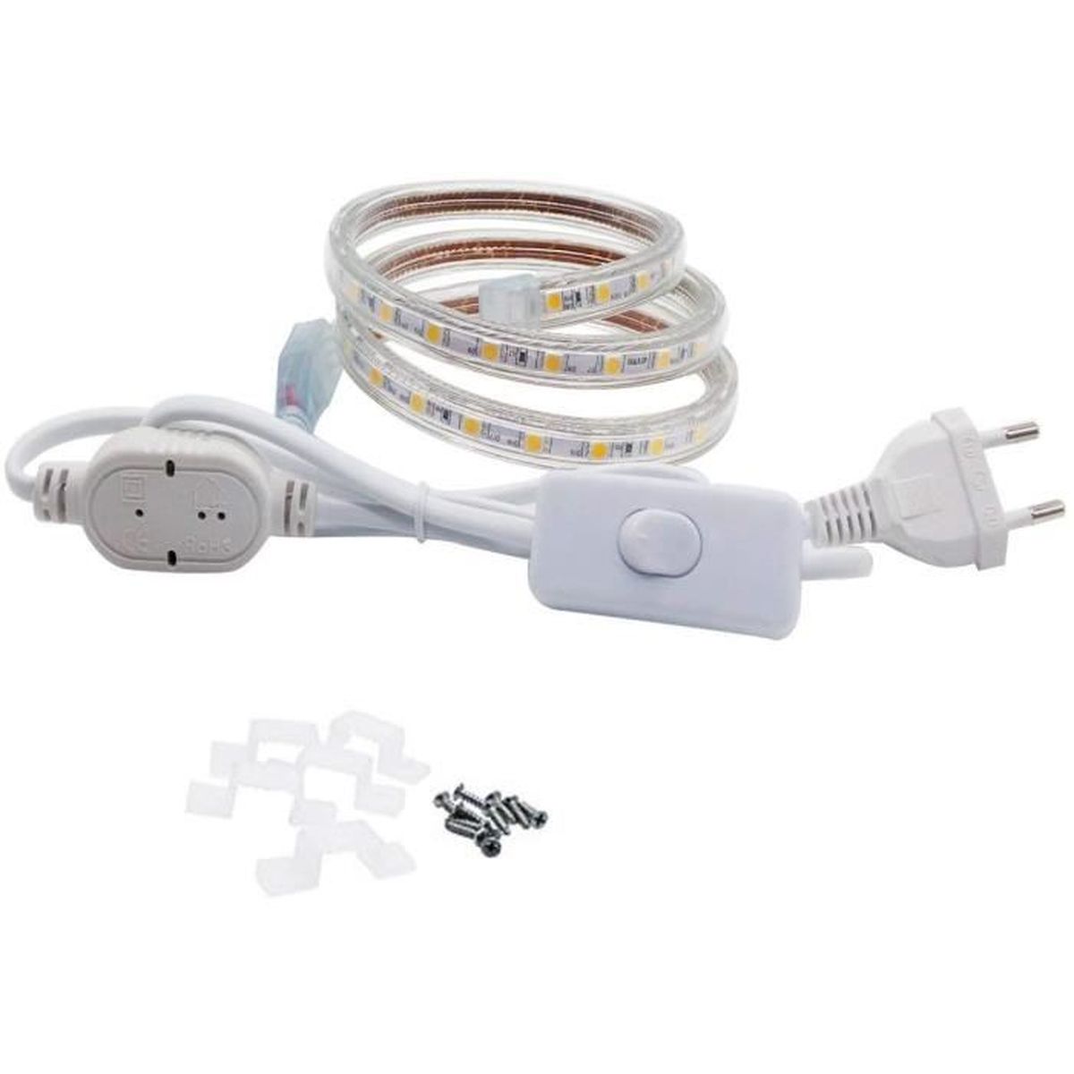 1M Ruban LED 1 Mètres avec Interrupteur 220V 5050 IP65 étanche , Blanc ...