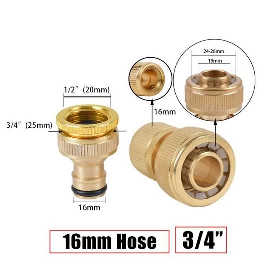 Pièce détachée arrosage,Kit de connecteurs rapides filetage 1-2 " 3-4" adaptateur en laiton ...