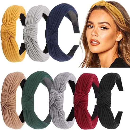 Lot De 8 Bandeaux Larges Et Unis En Tissu Pour Femme Et Fille[F10811 ...