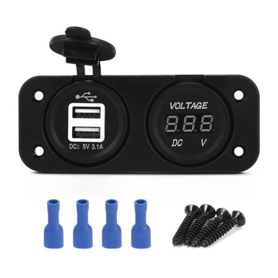 XCSOURCE 2 en 1 Voltmètre + USB Chargeur Double 5V 3.1A LED Lumière ...