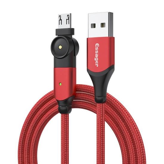 CABLE TELEPHONE,Red-2m--câble Micro USB 3A rotatif à 180 °, pour ...
