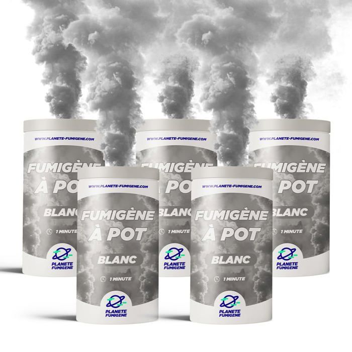 PLANETE FUMIGENE Lot de 5 Fumigènes en Pot 1 MINUTE couleur Blanc ...