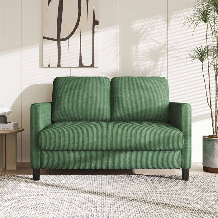 DRIPEX Mini Canapé 2 places en Velours Côtelé Vert,Petit canapé 129×78× ...