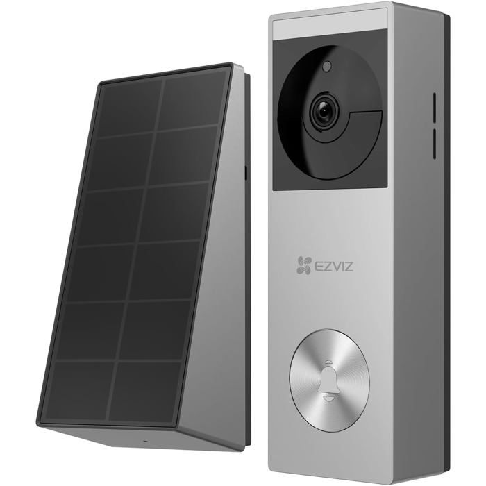 EZVIZ CP3 Pro Sonnette Vidéo Connectée sans Fil, Caméra Intégrée avec Panneau Solaire et ...