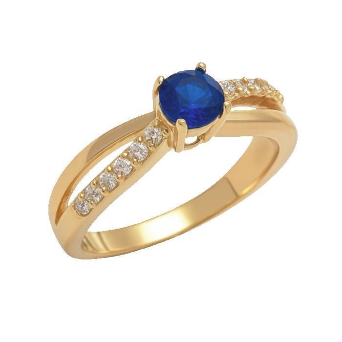 Bague Femme Plaqué Or 18 Carats – Solitaire Oxyde de Zirconium bleu 5 ...