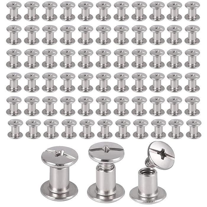 50 Pièce Vis Rivet Plat, Vis De Reliure, Rivet À Tête Plate, Vis De ...
