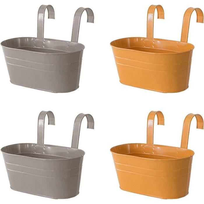 Lot De 4 Pots De Fleurs Ovales À Suspen E En Métal Avec Crochets ...
