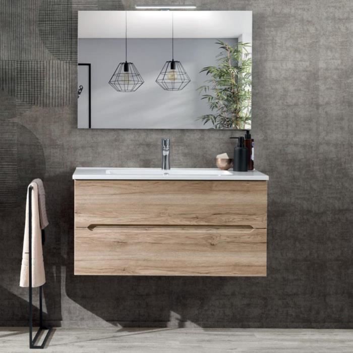 Meuble de salle de bain suspendu 120 cm ARCO Rovere Nodi - Mélaminé - 2 ...