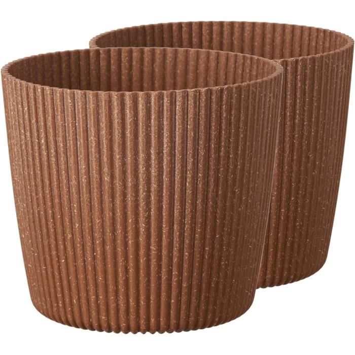 Lot de 2 pots de fleurs, cache-pots, forme ronde (Lot de 2), naturel, Ø ...