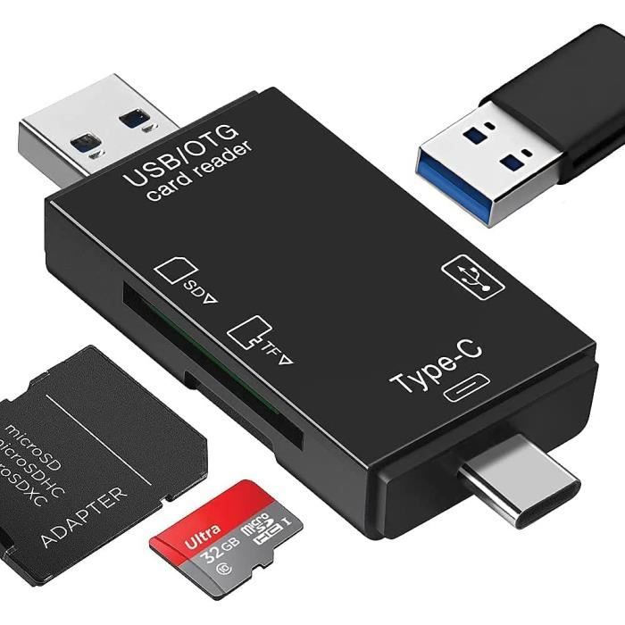 Lecteur de Carte SD USB Type C Micro USB, Adaptateur USB 3.0 Lecteur de Carte mémoire pour SDXC ...