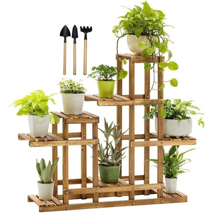 Porte Pots Plante Fleurs Porte Plantes en Bois Étagère À Fleurs Multi ...