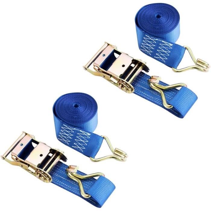 Lot de 2 Sangles 2T avec cliquet en Fer et Double Crochet soudé - 11 m ...