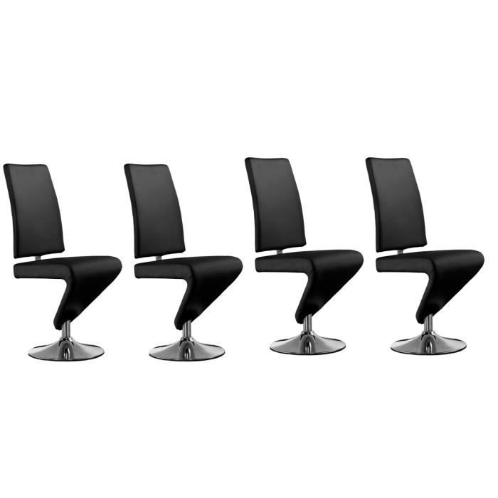 Lot de 4 Chaises Design PU Noir RUN - Cdiscount Maison