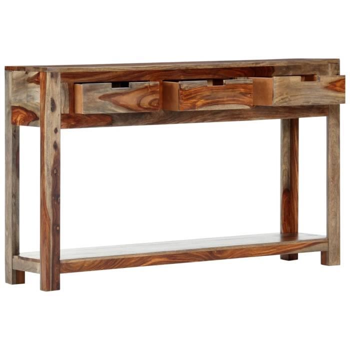 Table console en bois massif de Sesham avec 3 tiroirs et étagère - Fur ...