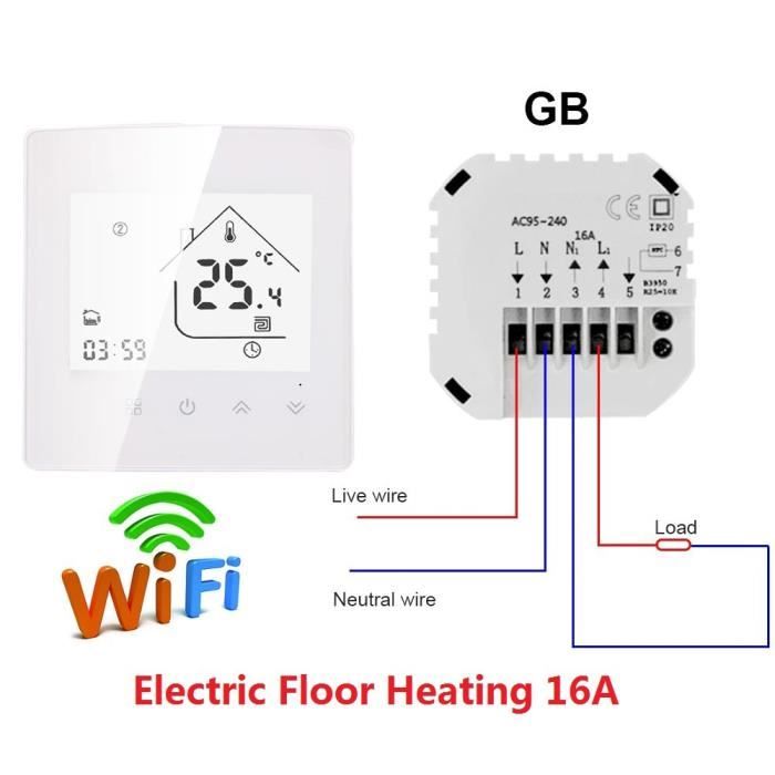 WiFi 16A électrique B - Thermostat X5H Tuya WiFi intelligent Zigbee, régulateur de température ...
