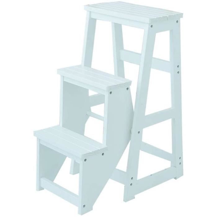 Marchepieds escamotables Tabouret D'échelle Pliant en Bois À 3 Marches Tabourets Portatifs pour ...