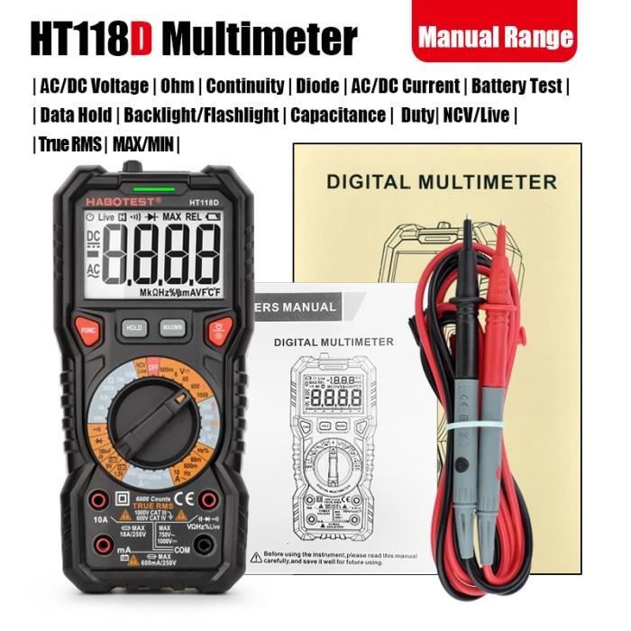 HT118D BASIC - Multimètre numérique HT118 pour professionnel, mesure de haute précision 6000 ...