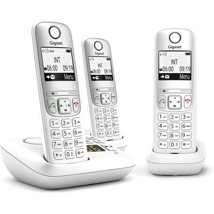 Téléphone Fixe Sans Fil Avec Répondeur,3 Combinés Avec Grand Écran ...