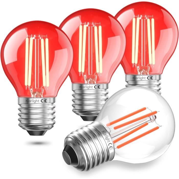 Led Red Light,4W(Equivalent À 40W) E27 Red Bulb,Ac 220V G45 Led Bulb ...