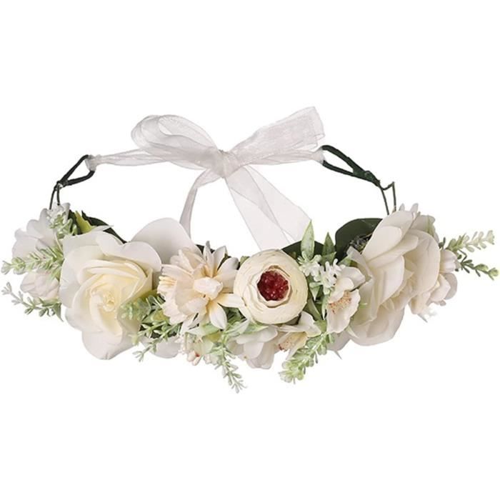 Couronne De Fleurs Mariage, Floral Guirlande Bandeau Bohême Réglable ...