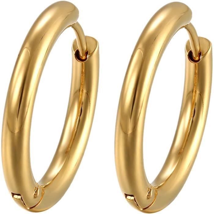 Boucles D'Oreilles Créoles En Acier Inoxydable Plaqué Or 20 Mm Clips ...