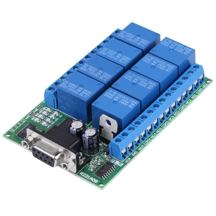 12V 8 canaux DB9 RS 232 Module de relais Commutateur de télécommande ...