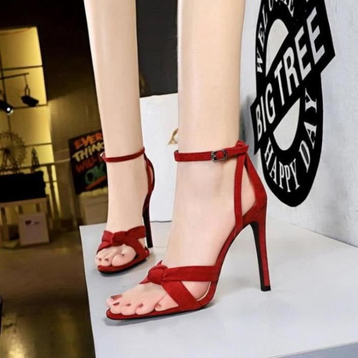 Escarpin Femme - Mariage Soirée - Talons Hauts Pointus - Rouge 11cm ...