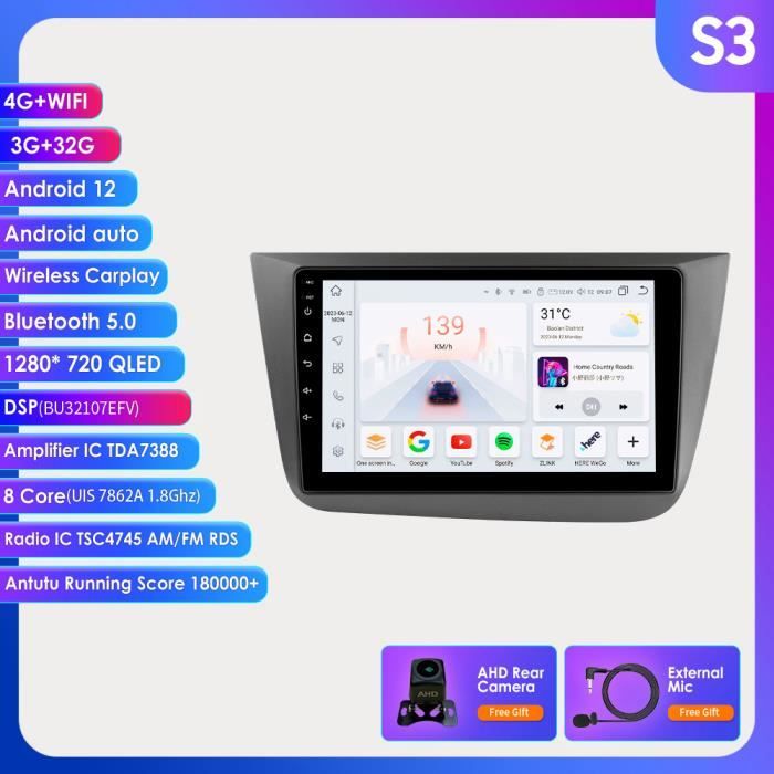 3G+32G Autoradio 2Din Android 12 pour Seat Altea 2004-2015 Toledo lecteur multimédia Carplay ...