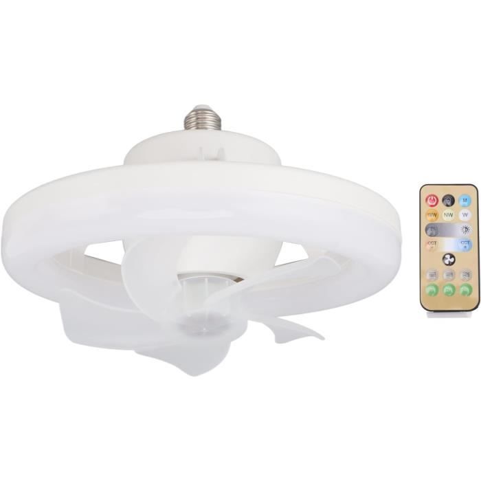Ventilateur de Plafond avec lumière, E27 Rotate Remote Control Dimmable ...
