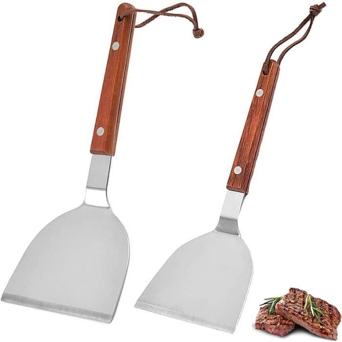 2 Pièces Spatule BBQ, Spatule Teppanyaki, Spatule Barbecue avec Manche ...