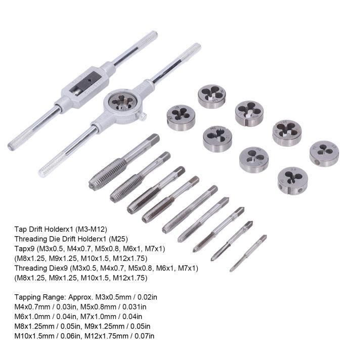Ensemble de tarauds et matrices de réparation de voiture en acier à outils SURENH - 20 pièces ...