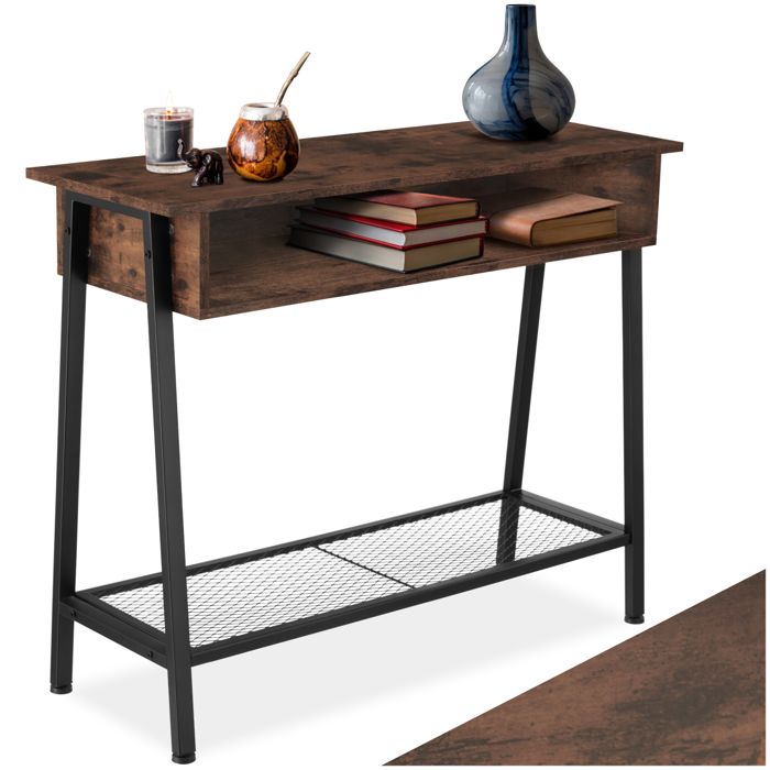 Table console - TECTAKE - Console TRALEE au style industriel en bois et ...