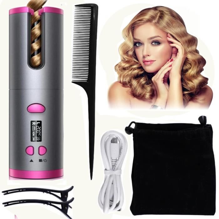 Bigoudi à cheveux entièrement automatique bigoudi usb rechargeable portable fer à friser bigoudi ...