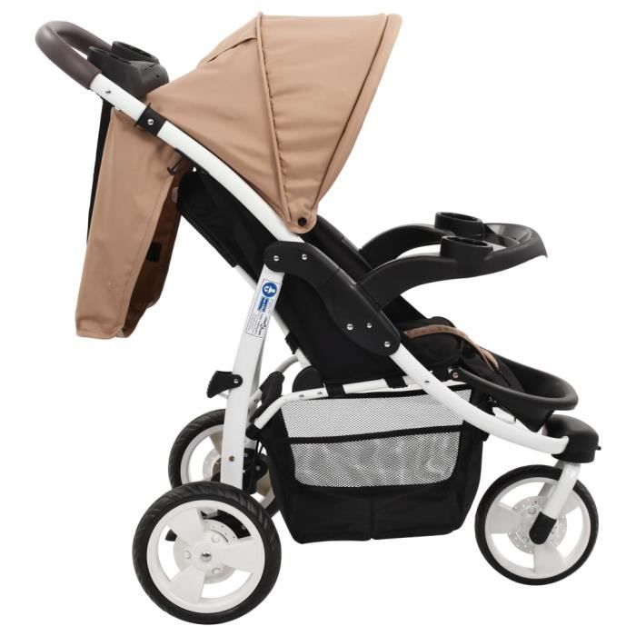 Poussettes pour bébés Poussette bébé à 3 roues taupe et noir 102 x 58,5 ...