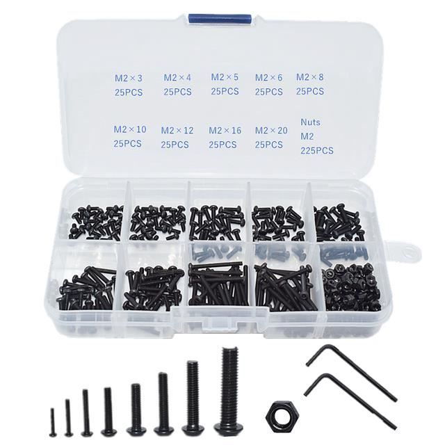 VIS,M2--Vis À Tête Ronde Allen, En Acier Au Carbone Noir, M2 M2.5 M3 M4 ...