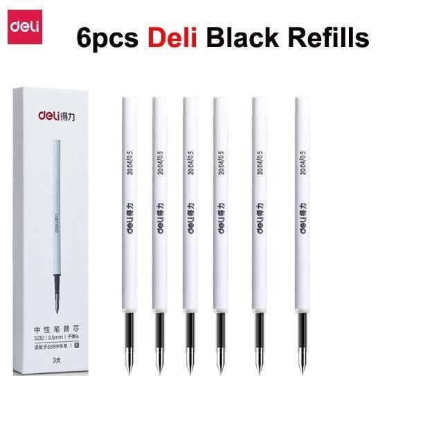 STYLO,6PCS Deli Black ink--stylo à Gel rotatif Nusign, 0.5MM, couleur ...