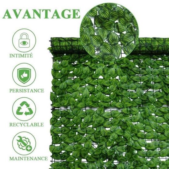 Clôture - CHANGM - Panneau Feuillage Artificiel - 50 cm x 300 cm - Vert ...
