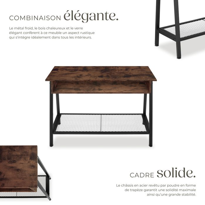 Table console - TECTAKE - Console TRALEE au style industriel en bois et ...