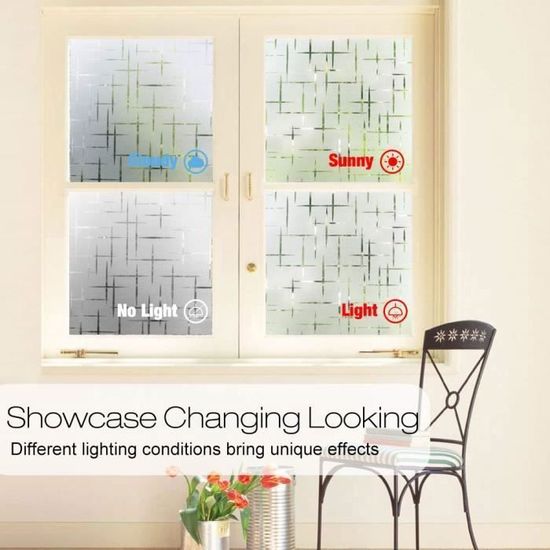 Rabbitgoo Film Adhésif Fenêtre Film occultant pour fenêtre Film Anti-regard Effet croisillons ...