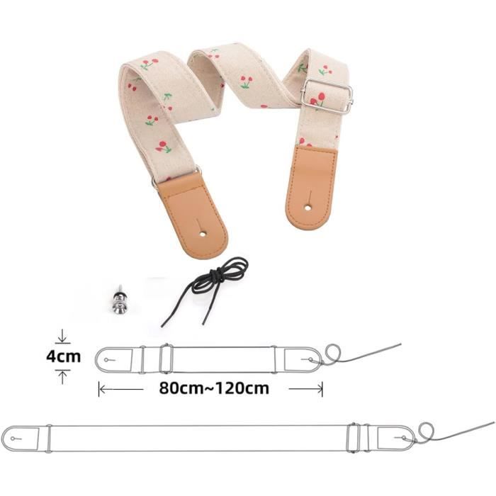 Sangle de ukulélé style art 4 cm de large avec petite sangle à motif ...