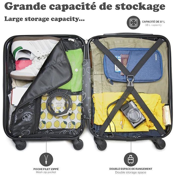 Valise cabine bleu 45x36x20 sans roues - Bagage à main léger et durable ...