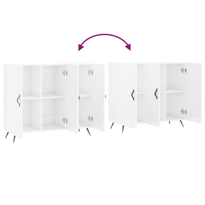 Blanc Buffet de rangement - SOLOMOON - Commode salon - blanc brillant ...